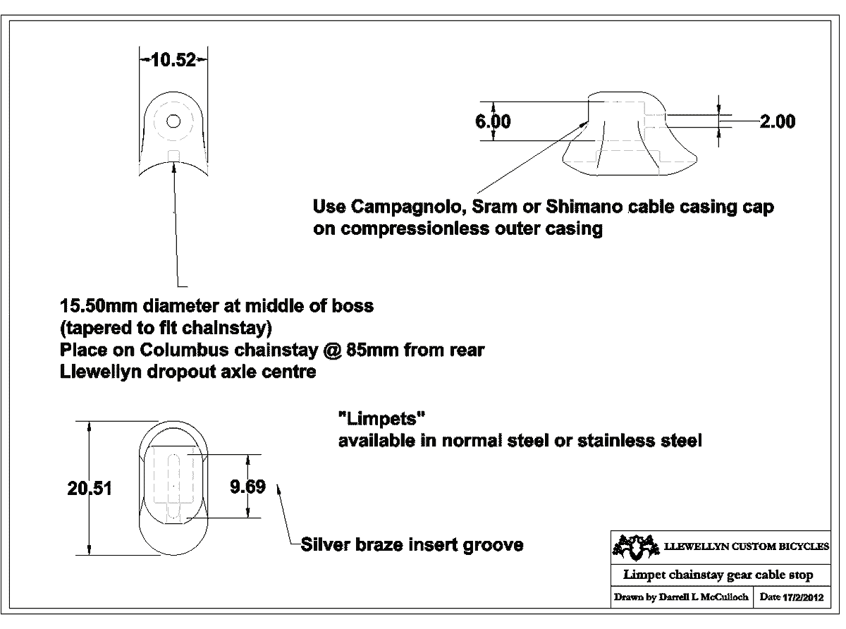 Steel Llewellyn Single Cable Stop, to Fit Chain Stay – Metal-Guru.com