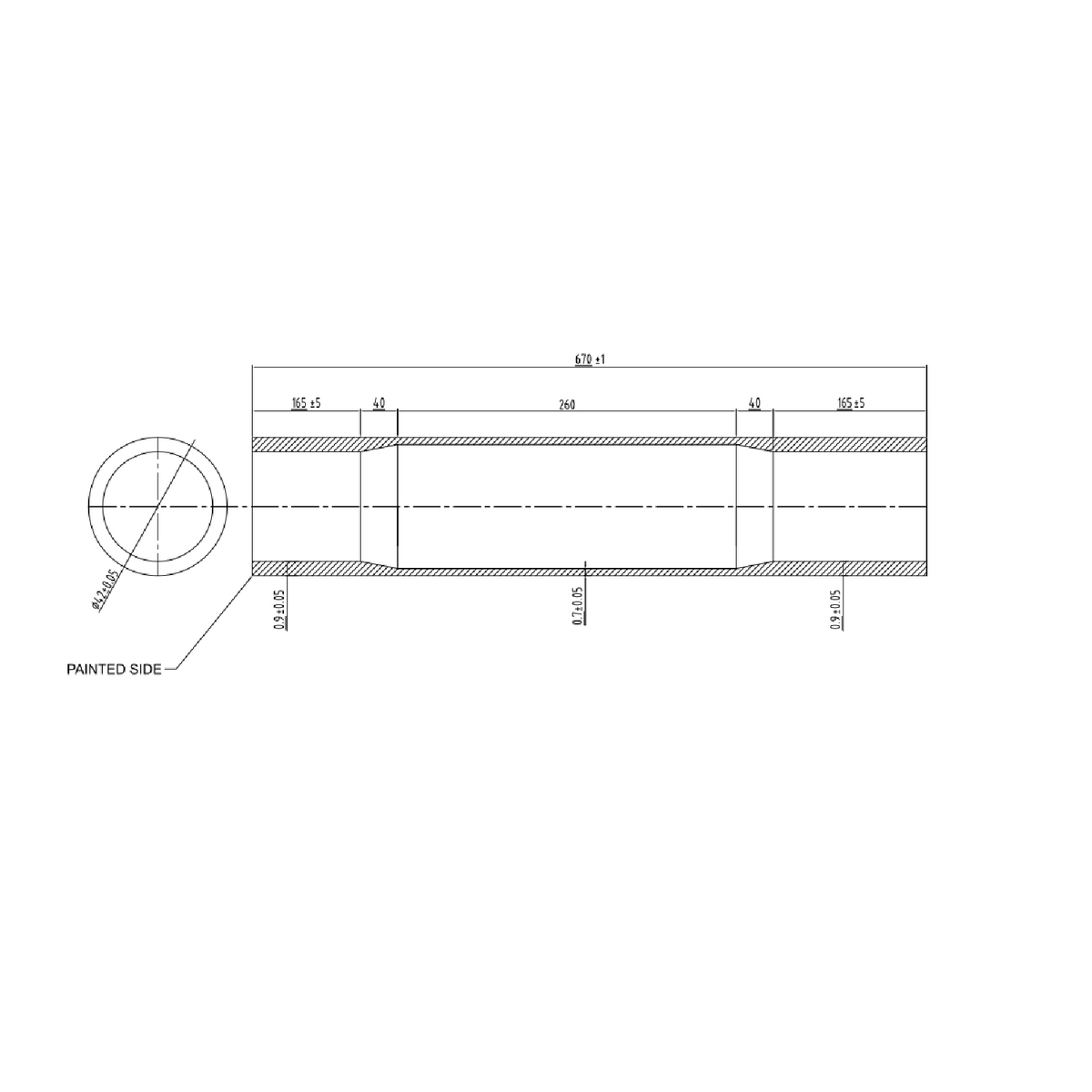 Hyperion Down Tube, 42 x 670 – Metal-Guru.com